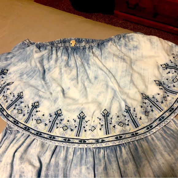 Reba | Dresses | Reba Brand Denim Midi Dress Sleeveless With Beaded ...